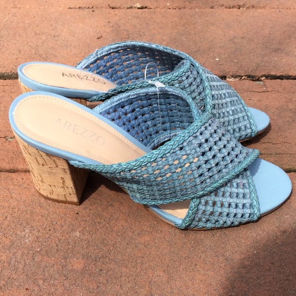 Arezzo | Shoes | New Arezzo Brazilian Blue Woven Cork Sandals | Poshmark